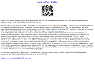 Research Paper On Italy | PDF