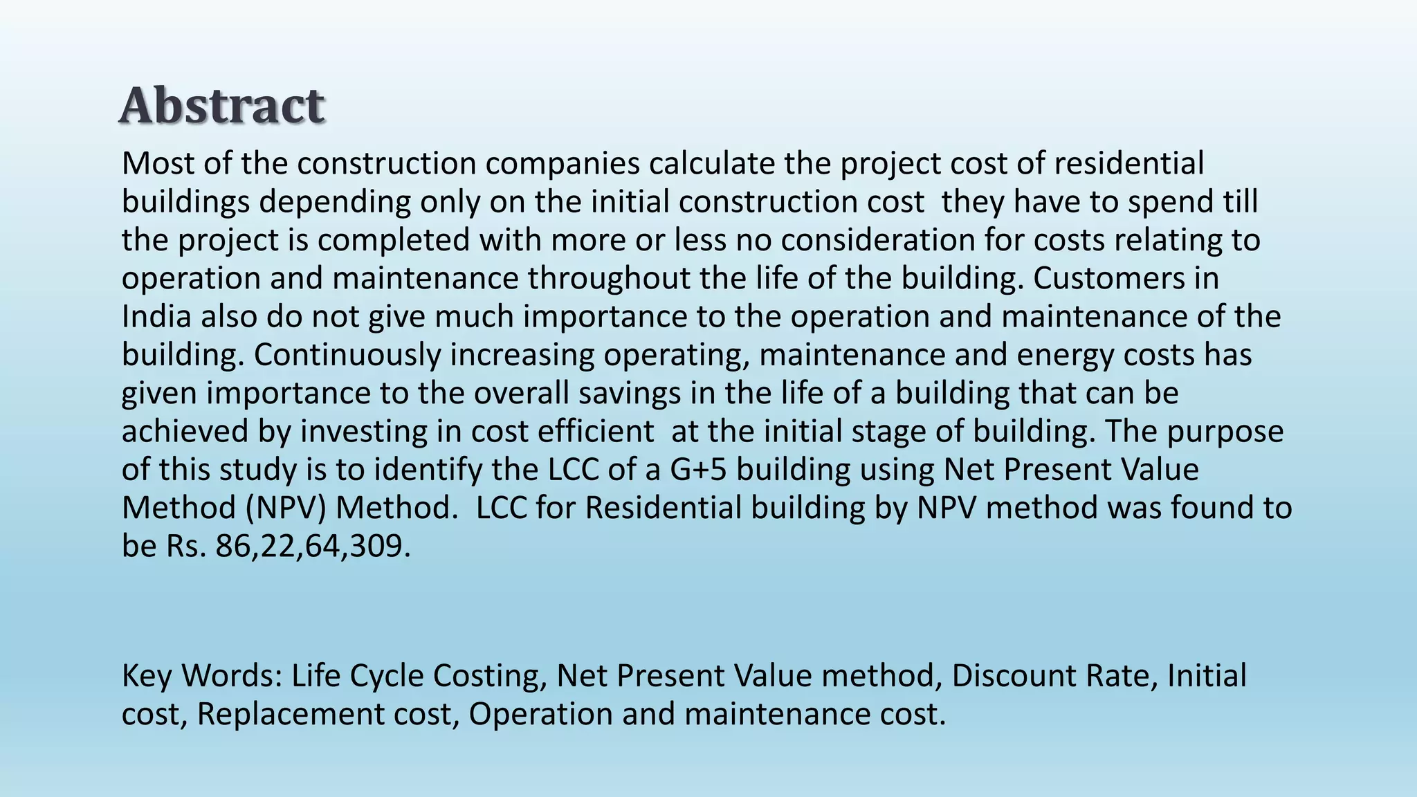 Research paper on life cycle costing on residential | PPTX