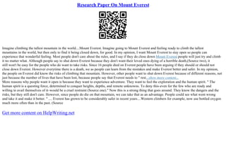 Research Paper On Mount Everest | PDF