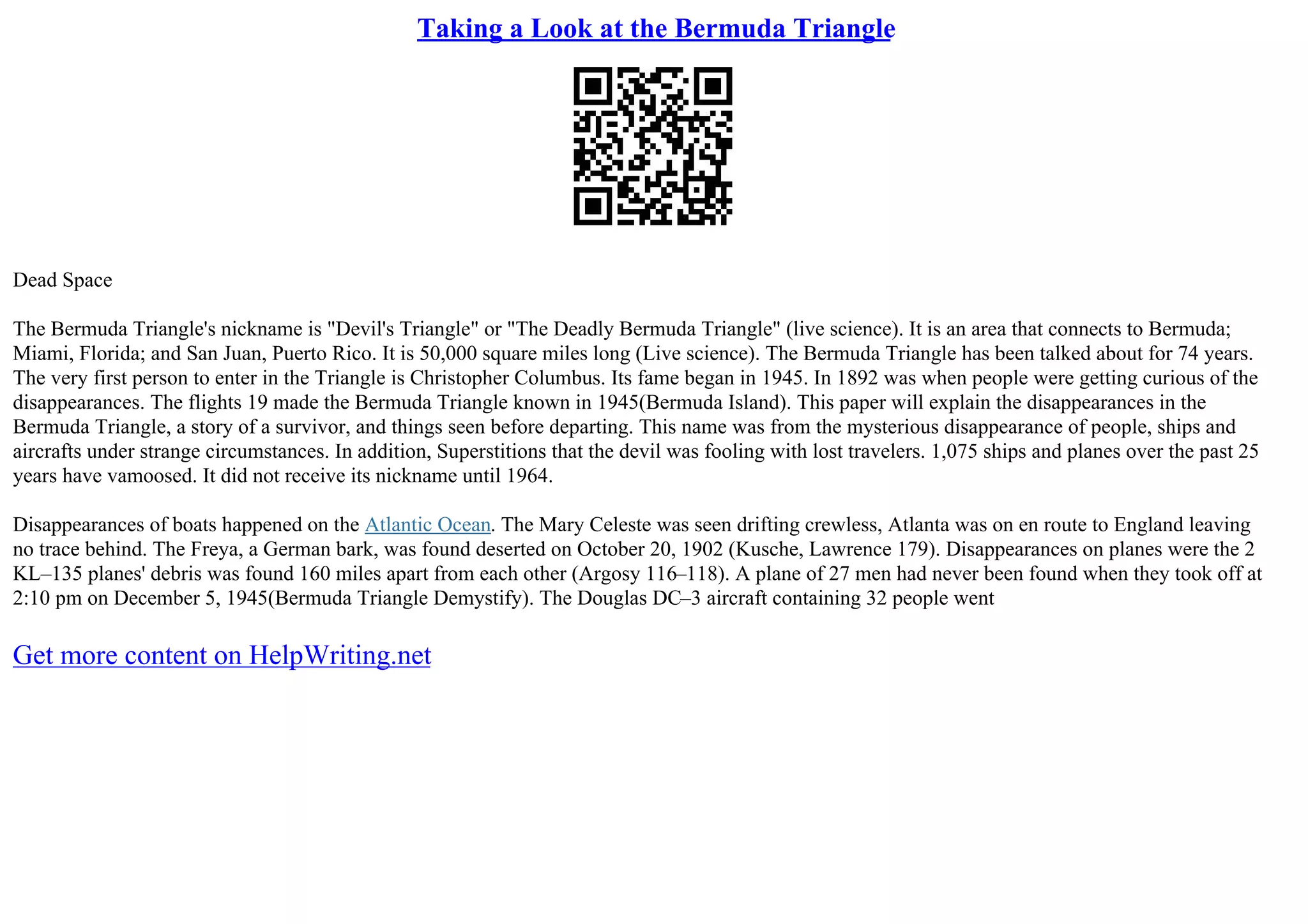 Research Paper On The Bermuda Triangle | PDF