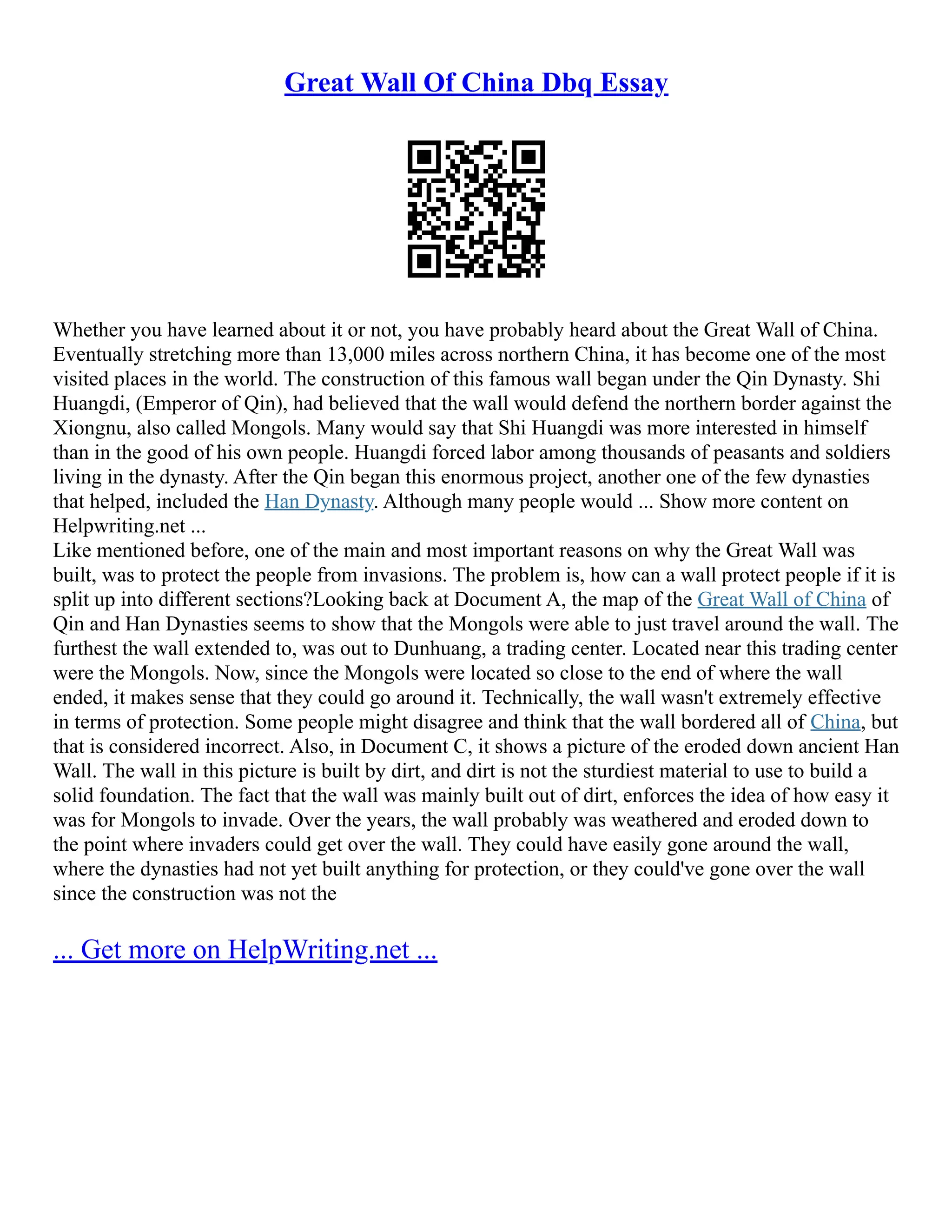 Research Paper On The Great Wall Of China | PDF