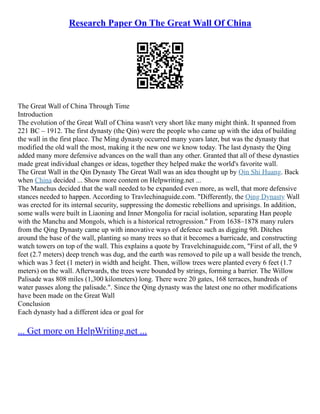 Research Paper On The Great Wall Of China | PDF