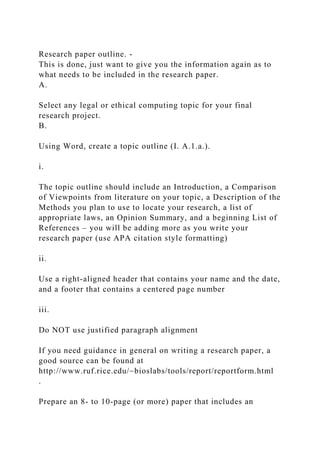 Research Outline Apa Style