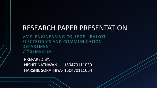 Research paper presentation | PPT
