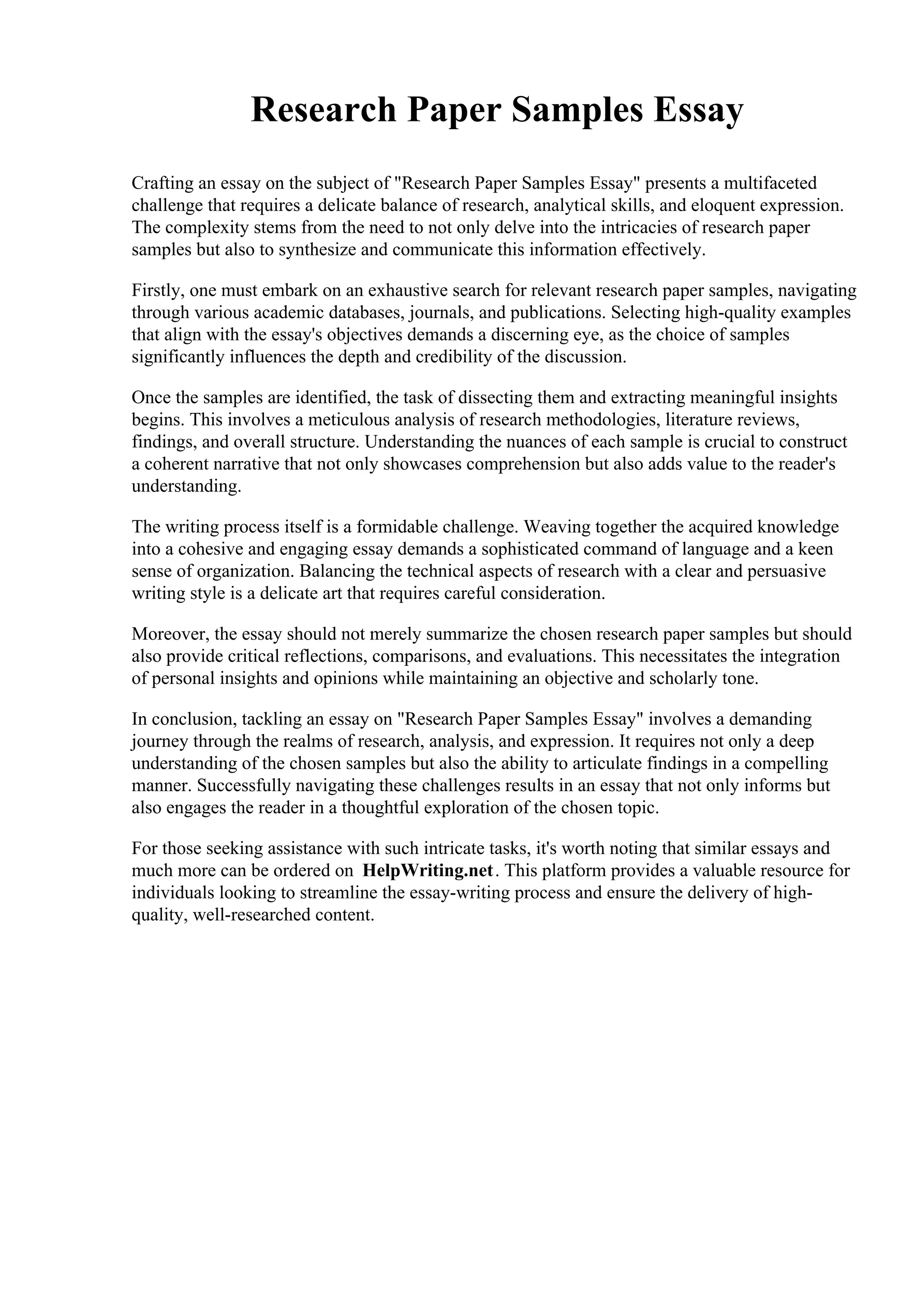 Research Paper Samples Essay | PDF | Homework and Study | Education