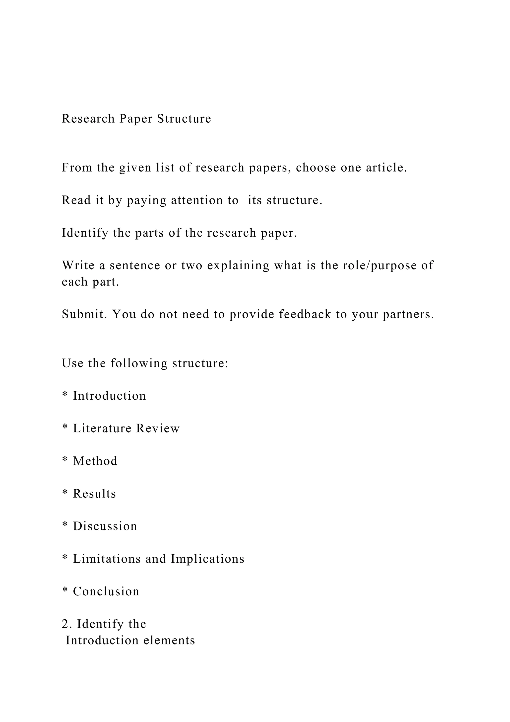 Research Paper StructureFrom the given list of research pa.docx