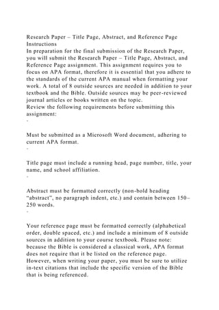 Research Paper Title Page Apa Format