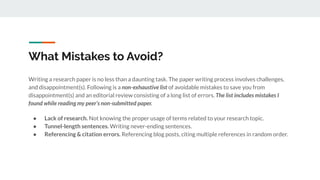 Research Paper Writing 101: Mistakes to Avoid | PPT
