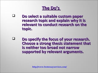 Research paper writing do's and don'ts | PPT