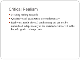 Research paradigm: Critical Realism in Burrell and Morgan quadrants ...