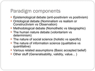 Research paradigm: Critical Realism in Burrell and Morgan quadrants | PPT