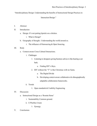 Best Practices for Interdisciplinary Design. | PDF