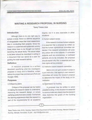 Research Proposal in Nursing | PDF