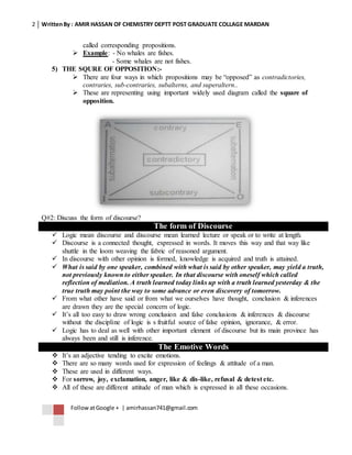 The Traditional Square Of Opposition in logic, The form of Discourse | DOCX
