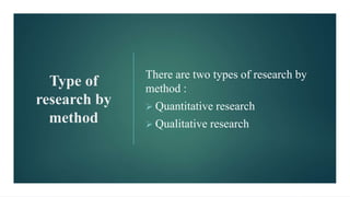 types of research | PPTX | Educational Assessment | Education