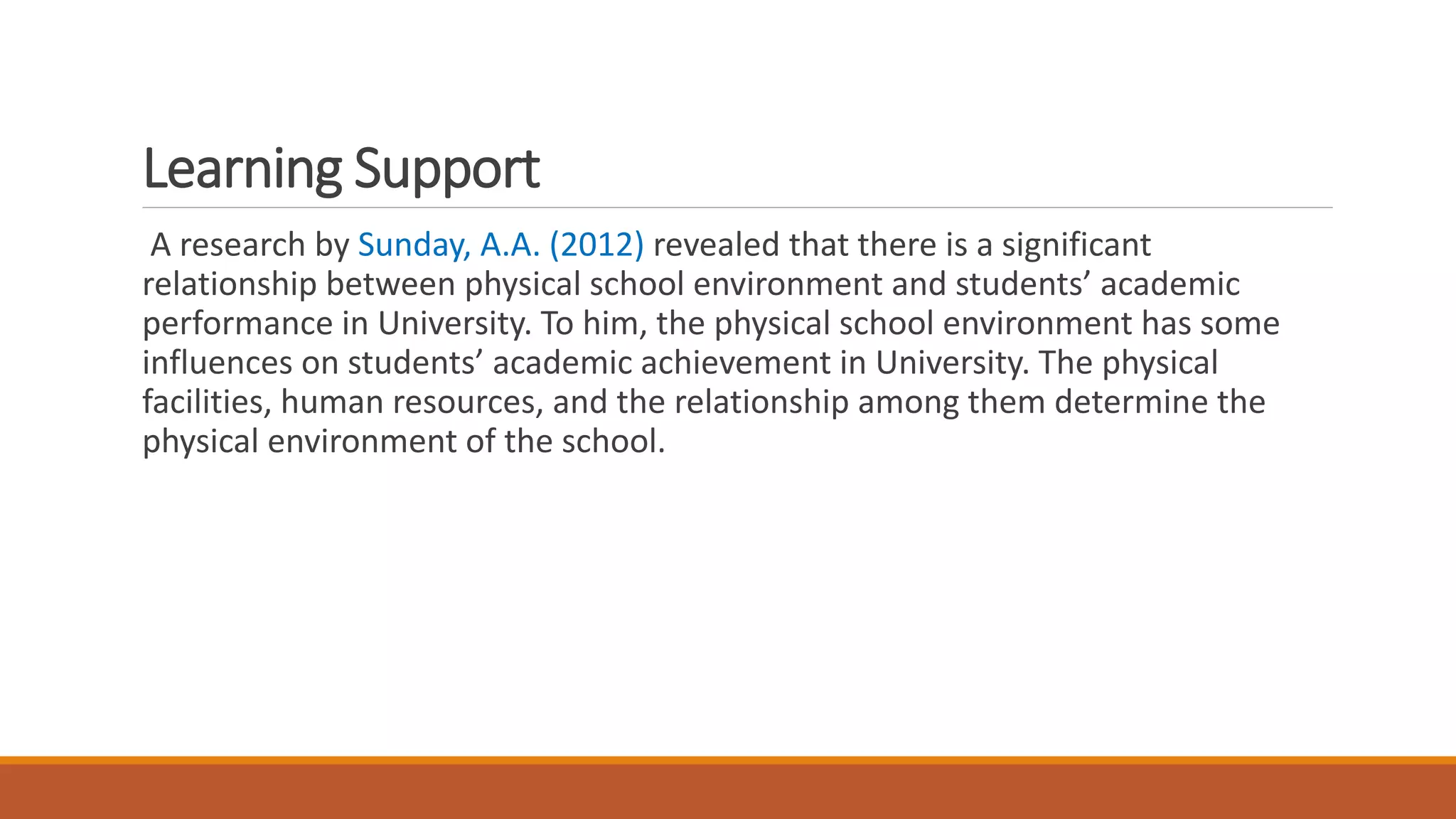 The Learning Environment and Academic Performance of the students in ...