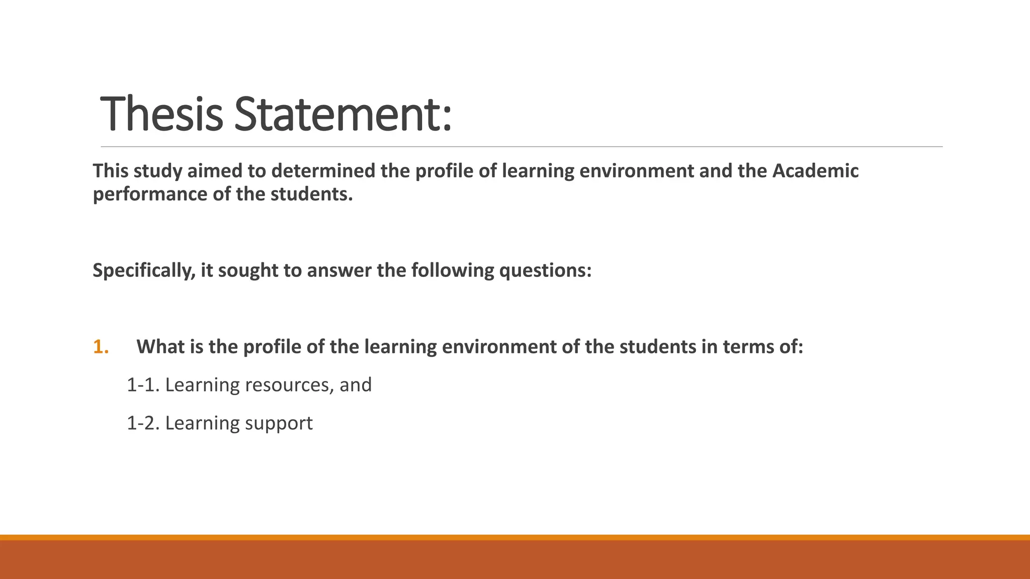 The Learning Environment and Academic Performance of the students in ...
