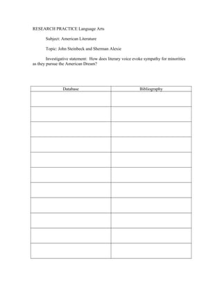 Research practice american literature | DOC