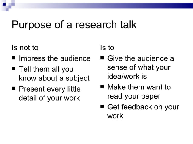 Research presentation