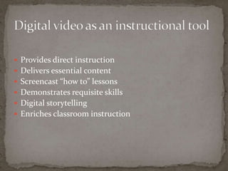Using Digital Instructional Video in a Blended Classroom Teaching Model ...