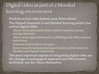 Using Digital Instructional Video in a Blended Classroom Teaching Model ...