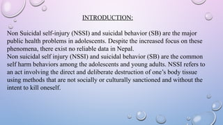 research presentation on non suicidal self injury | PPTX