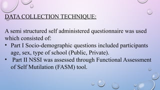 research presentation on non suicidal self injury | PPTX