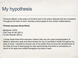 Research Presentation - Terrence Malick - Auteur | PPTX
