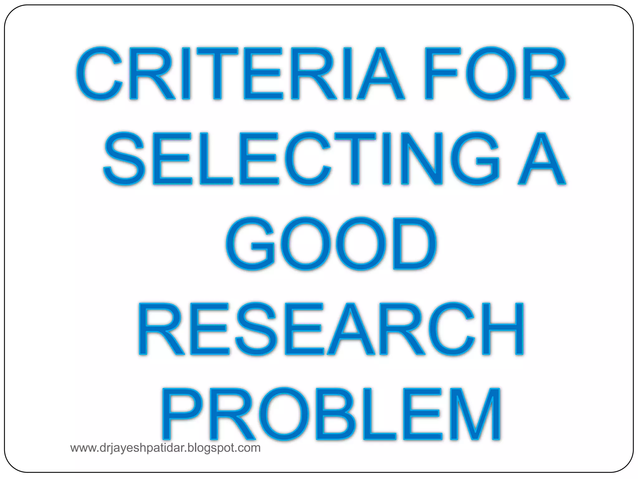 Research problem | PPSX