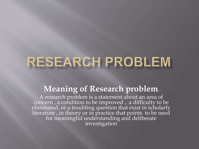 Research problem | PPT