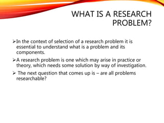 Research problem, criteria and characteristics | PPTX