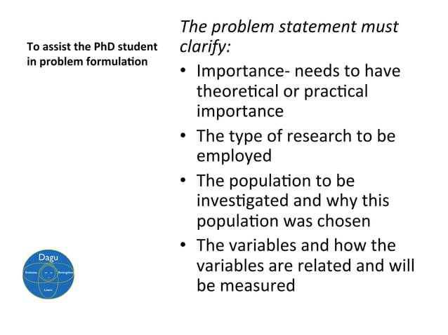 Research problem formulation - Jan 2017 | PPT