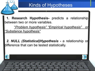 Research Problem, Hypothesis and the Conceptual Model | PPTX