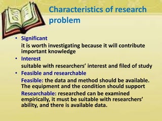 Research problem, Metodologi Pendidikan | PPT