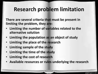Research problem, Metodologi Pendidikan | PPT