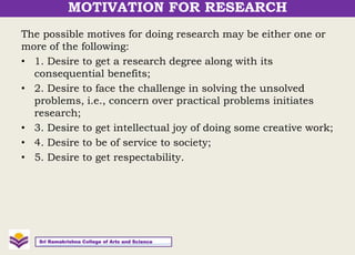 Research Process and Motivation for research | PPTX