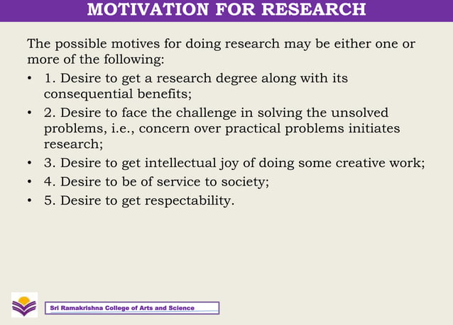 Research Process and Motivation for research | PPTX | Science
