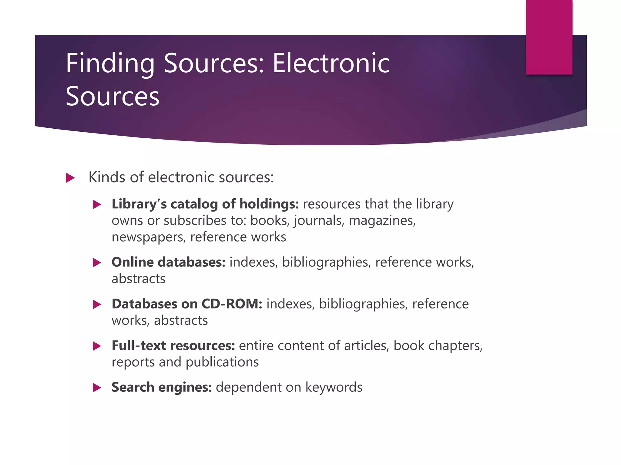 Research Process: Selecting and Evaluating Sources | PPTX | Search ...