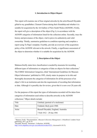 Object Report for Managing Collections & Heritage Sites Unit (MMHS ...