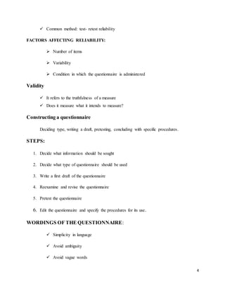 Questionnaire, interview, observation and rating scale | DOCX