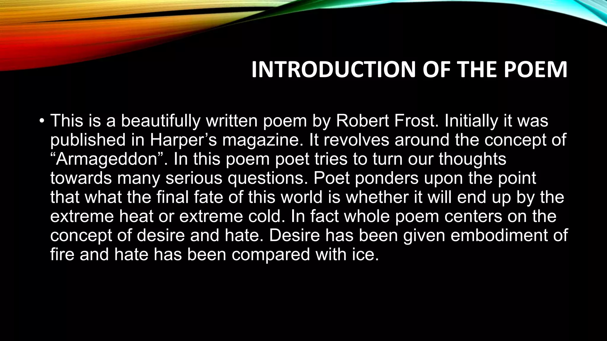 Fire and Ice by Robert Frost | PPTX