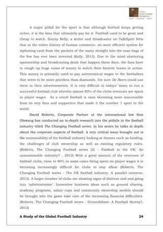 Research project - The Global Football Industry | DOCX