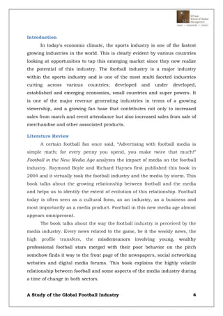 Research project - The Global Football Industry | DOCX