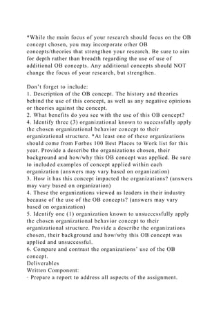 Research ProjectCourseBADM532 – Organizational BehaviorPurpo | DOCX ...