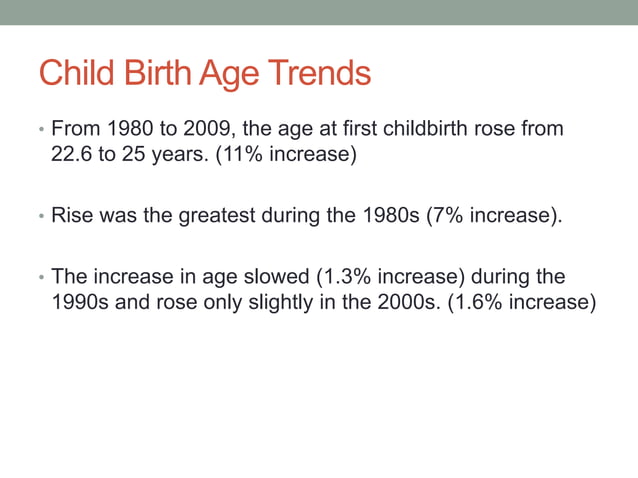 Average age at first child birth | PPT