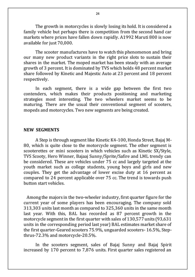 Research project report on 4th sem of mba | DOCX | Cycling | Sports