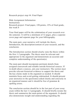 Research project step #4 Final PaperHide Assignment Informati.docx