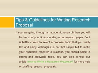 Research proposal | Guidelines to make you research paper effective | PPTX