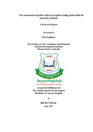 Research Proposal "The assessment of positive effect on English reading ...
