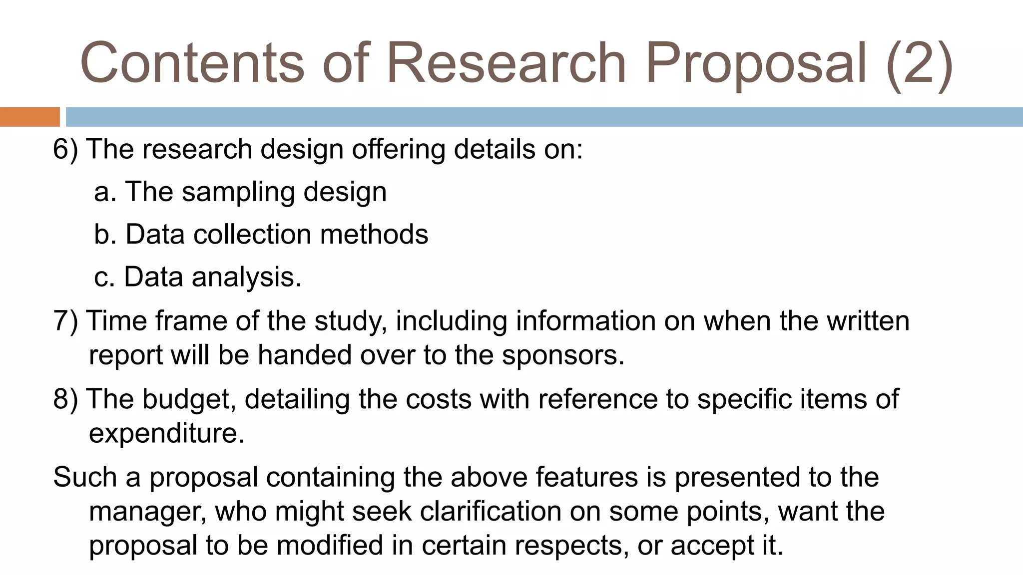 Research proposal - Meaning, Contents and Purpose | PPTX